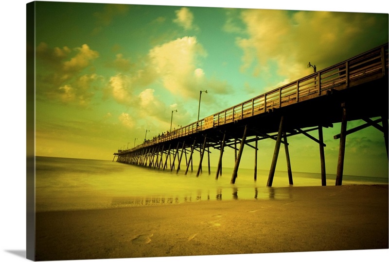 A timber jetty under a blue | Great Big Canvas