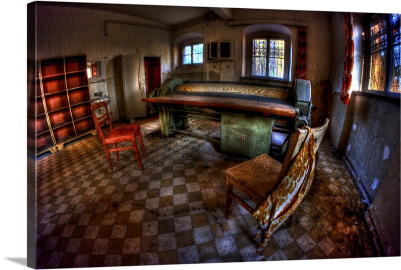 Old room interior with tatty chairs | Great Big Canvas