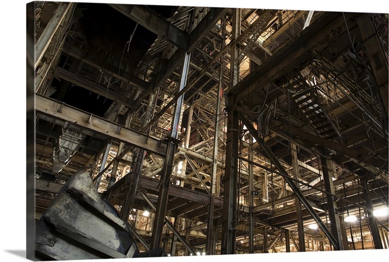 The steel structure of an old factory | Great Big Canvas