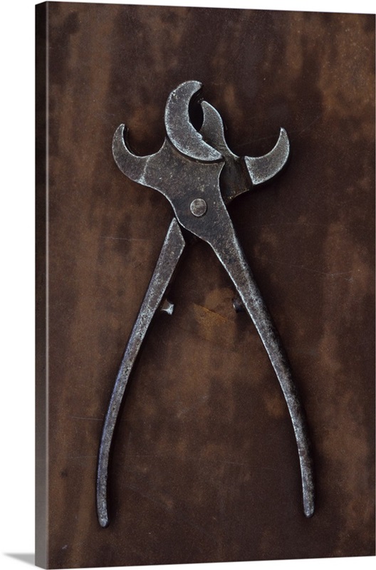 Vintage metal tool with twin heads lying open on metal sheet | Great ...
