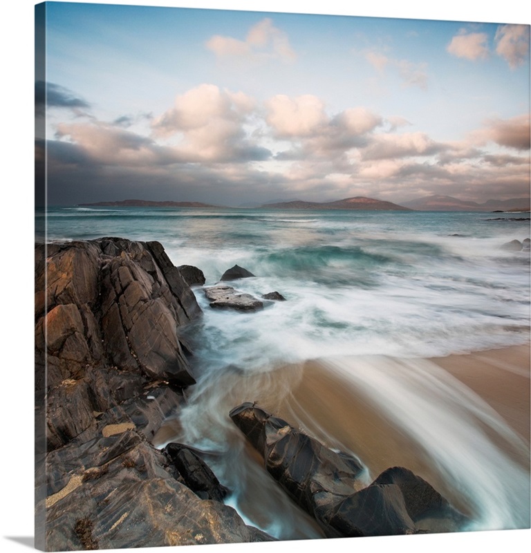 Water rushing over golden sand | Great Big Canvas