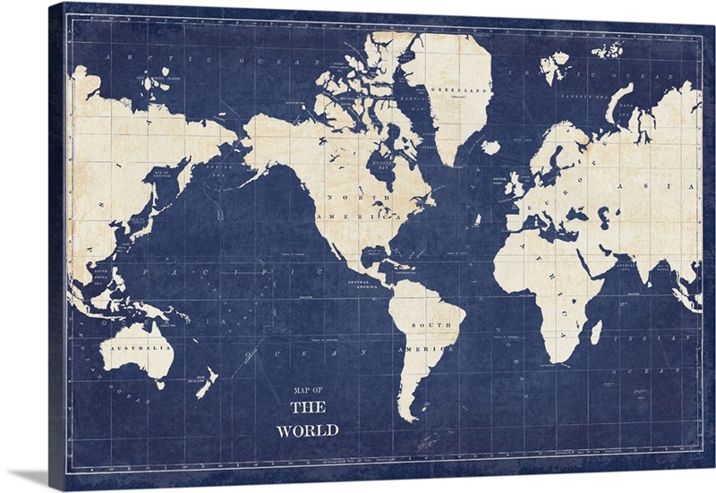 Blueprint World Map | Great Big Canvas