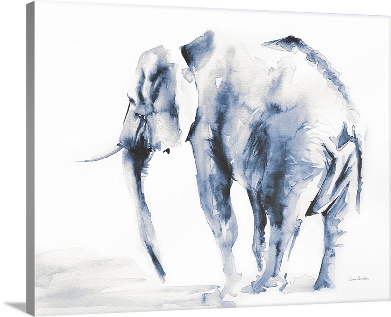 Lone Elephant Blue Gray Crop | Great Big Canvas