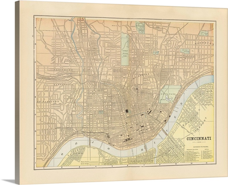 Map Of Cincinnati Wall Art, Canvas Prints, Framed Prints, Wall Peels ...