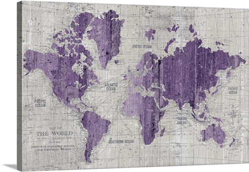 Old World Map Purple Gray | Great Big Canvas