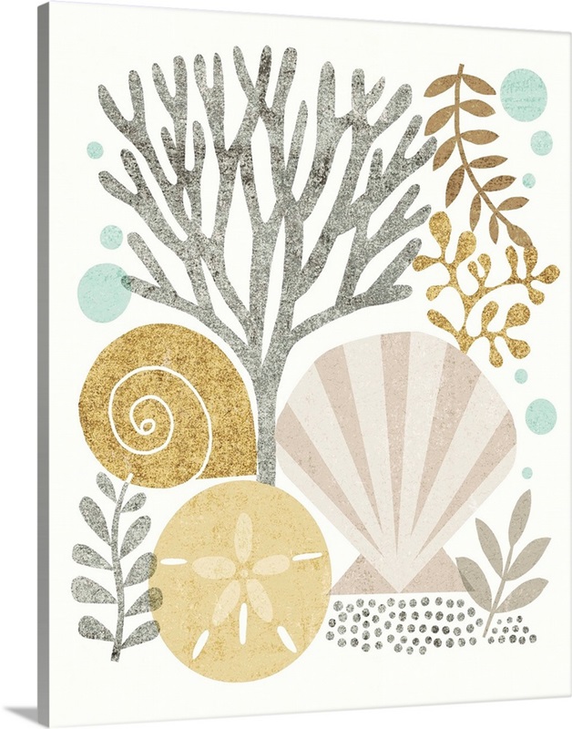 Under Sea Treasures V Gold Neutral | Great Big Canvas