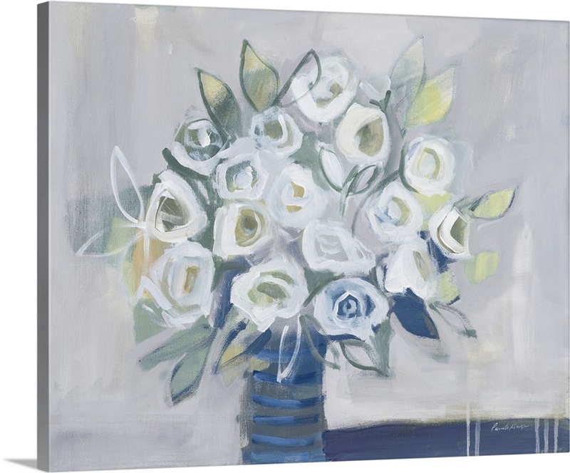 White Roses On Gray | Great Big Canvas