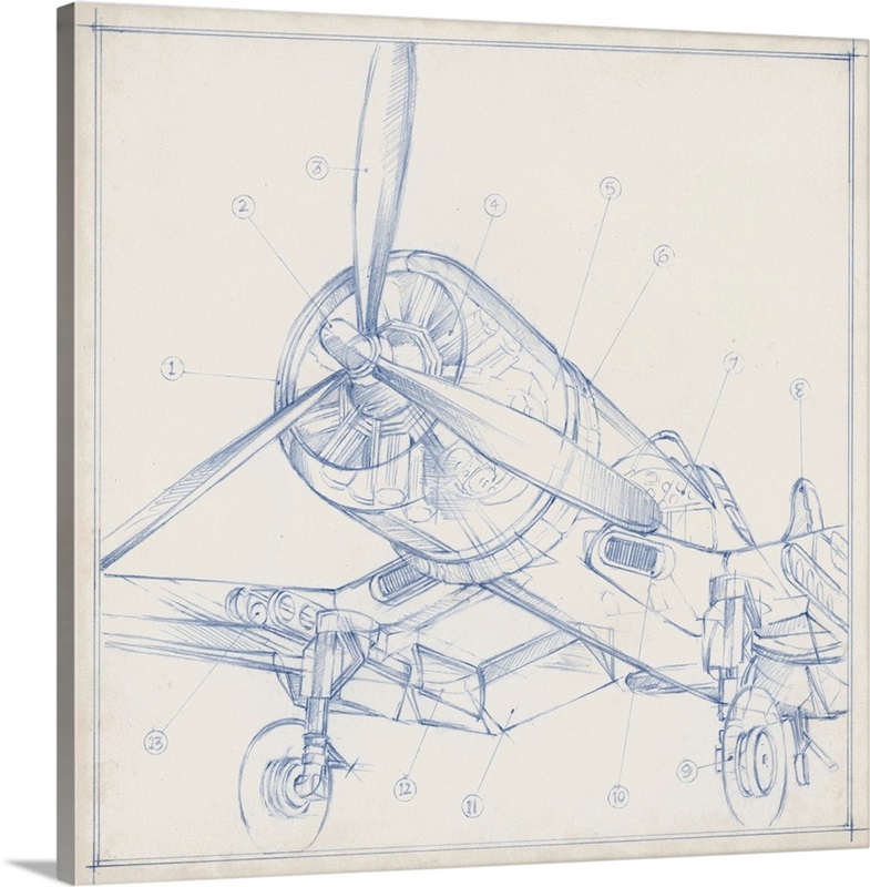Airplane Mechanical Sketch II | Great Big Canvas