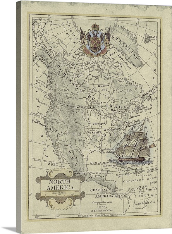 Antique Map of North America | Great Big Canvas