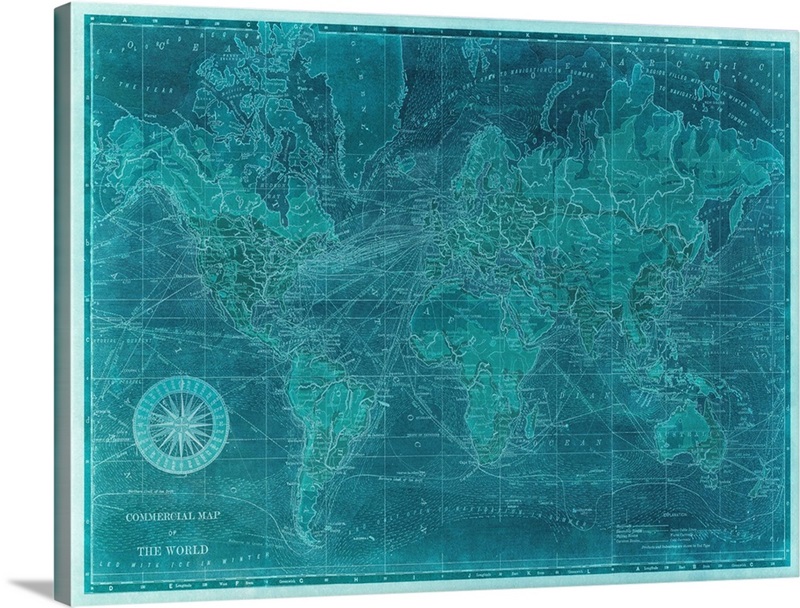 Azure World Map | Great Big Canvas