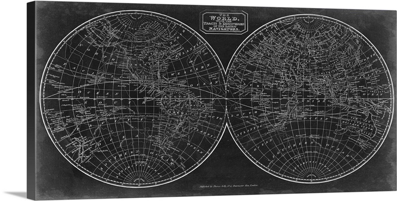 Blueprint of the World in Hemispheres | Great Big Canvas