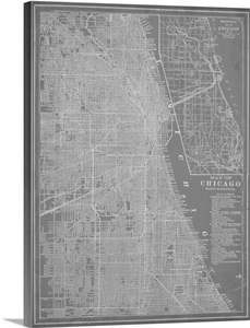 City Map of Chicago Wall Art, Canvas Prints, Framed Prints, Wall Peels ...
