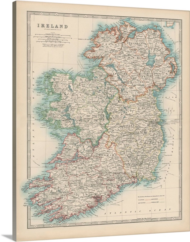 Johnston's Map of Ireland | Great Big Canvas