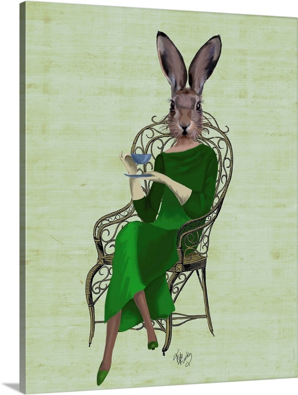 Lady Bella Rabbit Taking Tea | Great Big Canvas