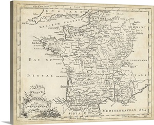 Map of France Wall Art, Canvas Prints, Framed Prints, Wall Peels ...