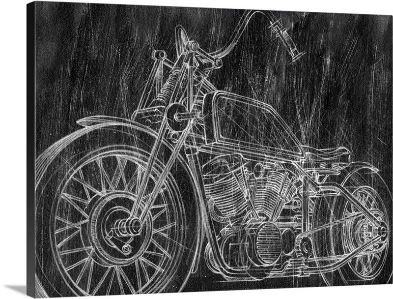Motorcycle Mechanical Sketch II | Great Big Canvas