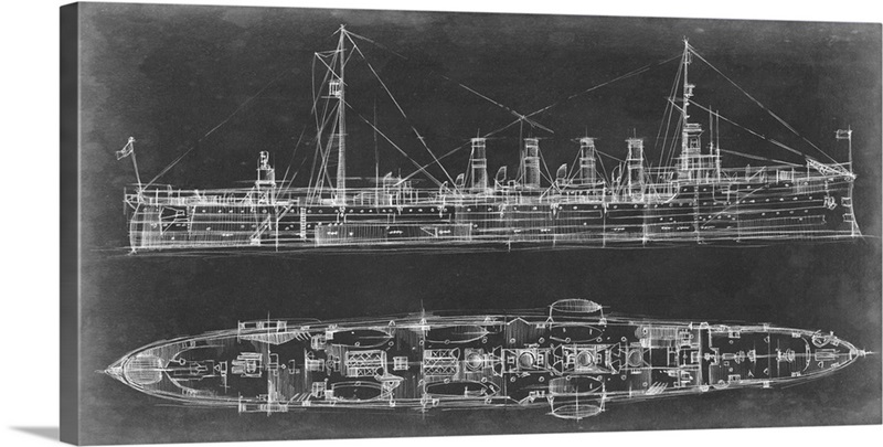 Navy Cruiser Blueprint | Great Big Canvas