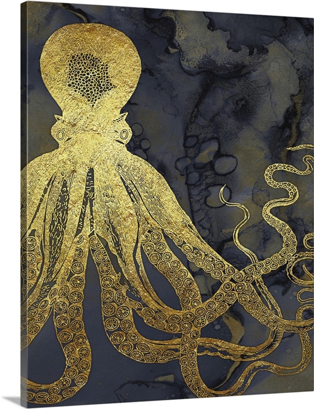 Octopus Ink Gold & Blue I | Great Big Canvas