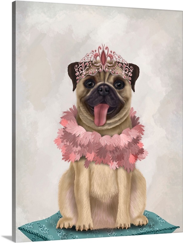 Pug Princess On Cushion | Great Big Canvas