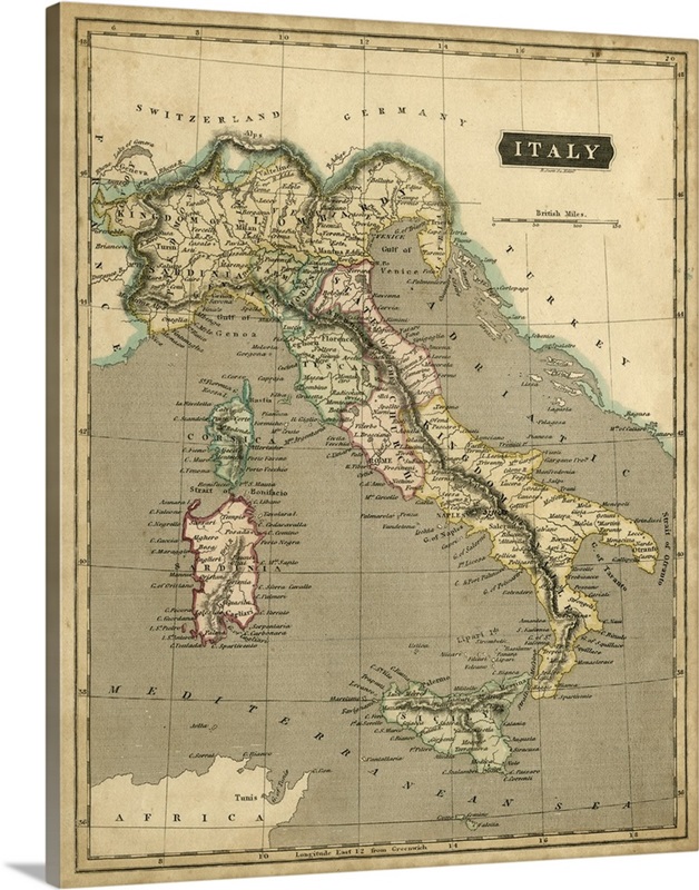 Thomson's Map of Italy | Great Big Canvas