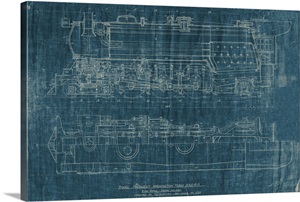 Train Blueprint I Wall Art, Canvas Prints, Framed Prints, Wall Peels ...