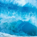 Large Shimmery Blue Wave Curling With Wind Spray Wall Art, Canvas ...